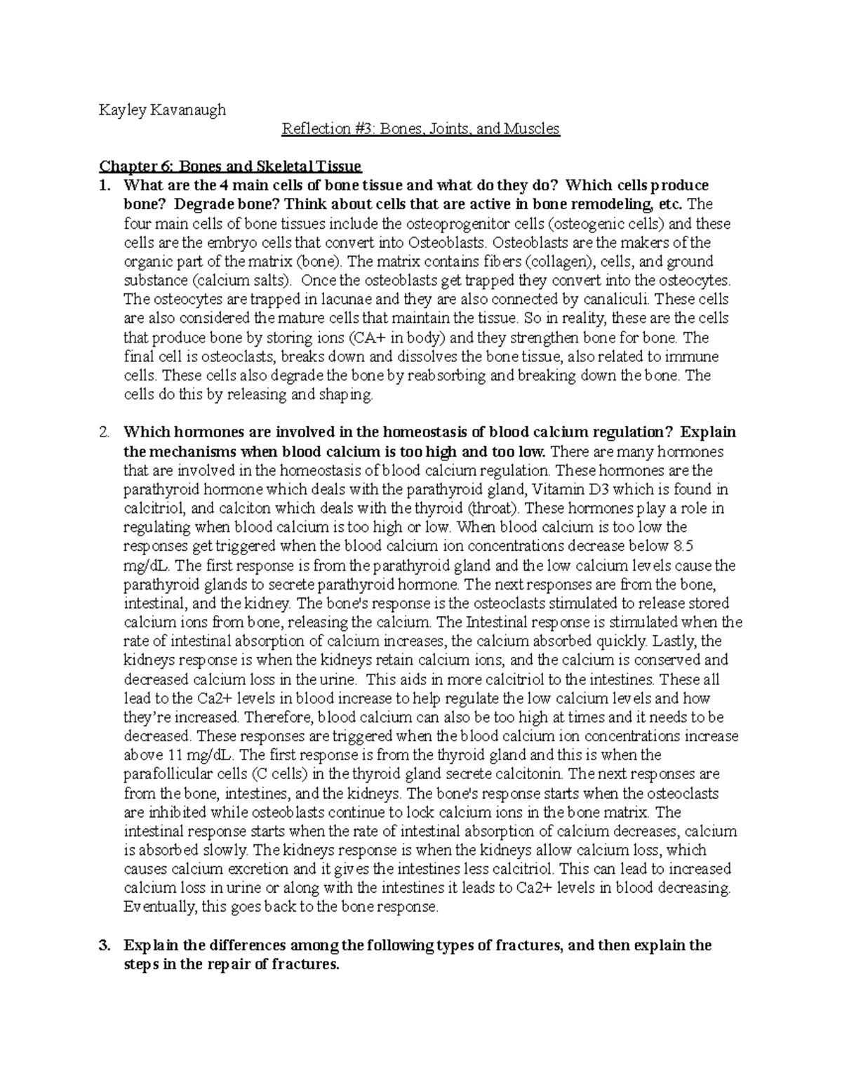 Reflection #3 - Bones Joints Muscles - Kayley Kavanaugh Reflection #3 ...