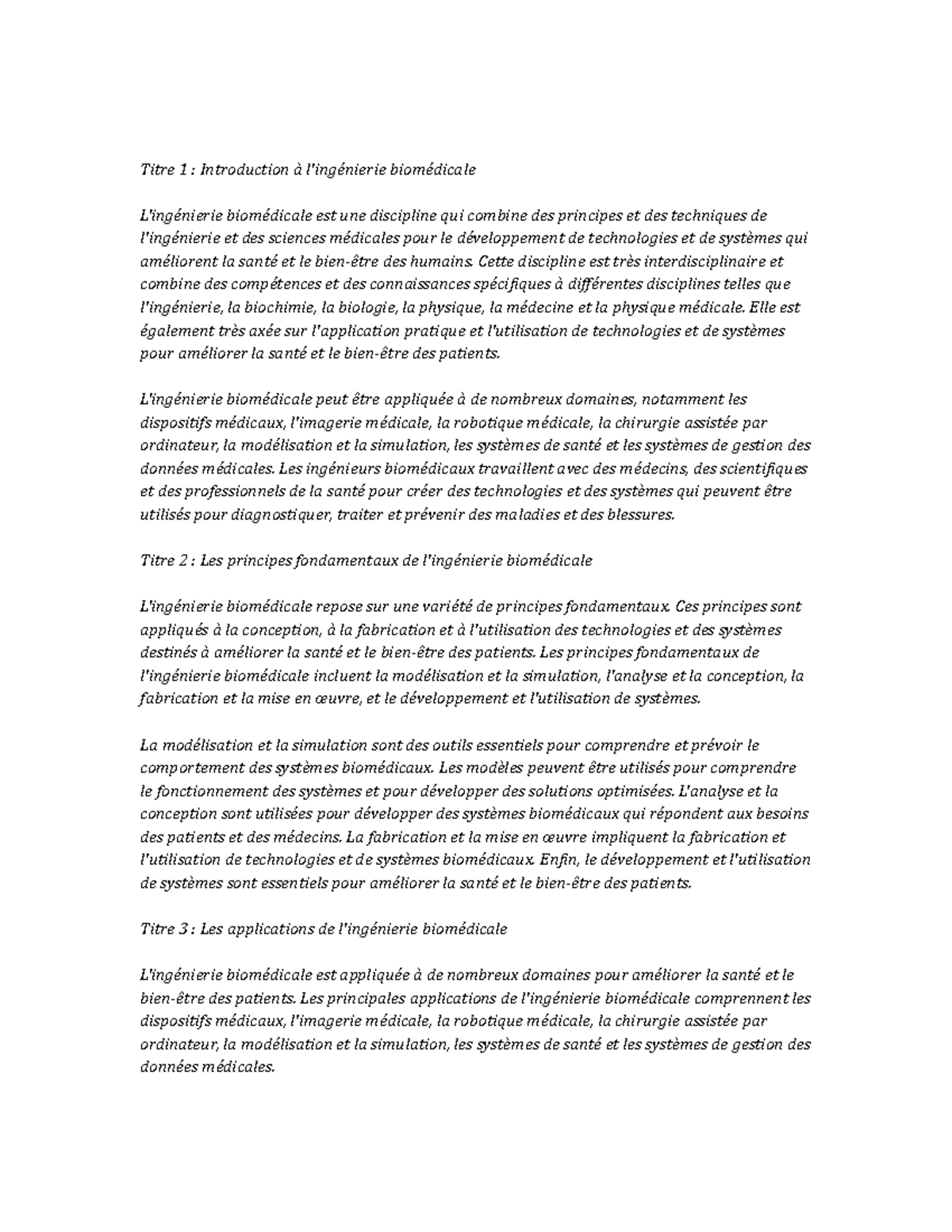 Biomedical Engineering Notes de cours - Titre 1 : Introduction à l ...