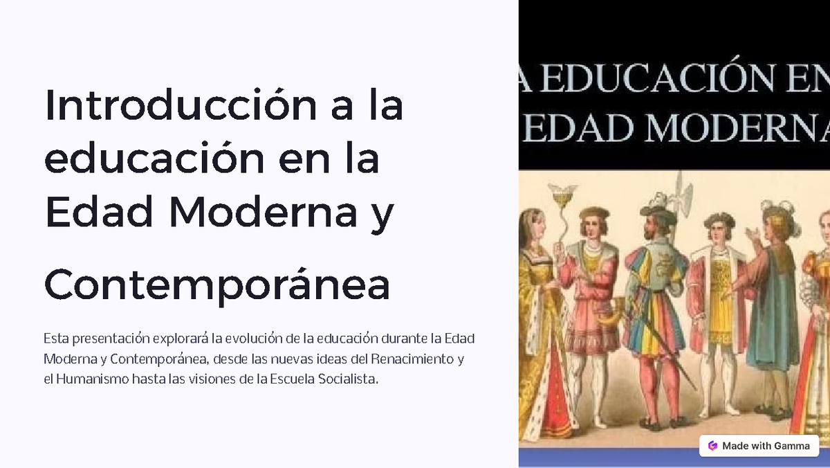 Introduccion a la educacion en la Edad Moderna y - Introducción a la ...