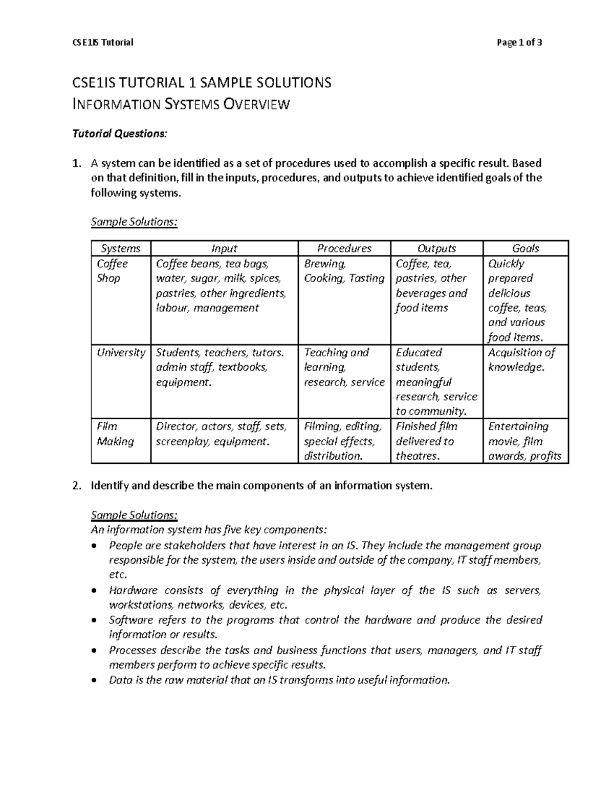 Tutorial 1 Ss Lms Warning Tt Undefined Function 32 Cse1is Tutorial Page 1 Of 3 Cse1is