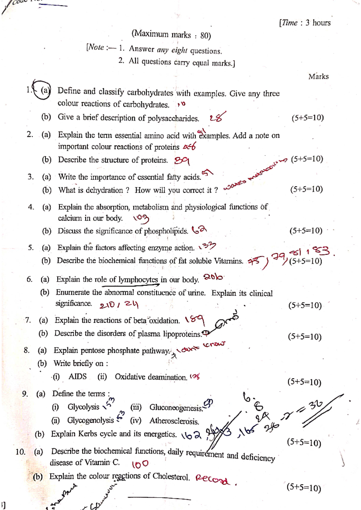 Biochemistry questions paper - Pharmacy - Studocu
