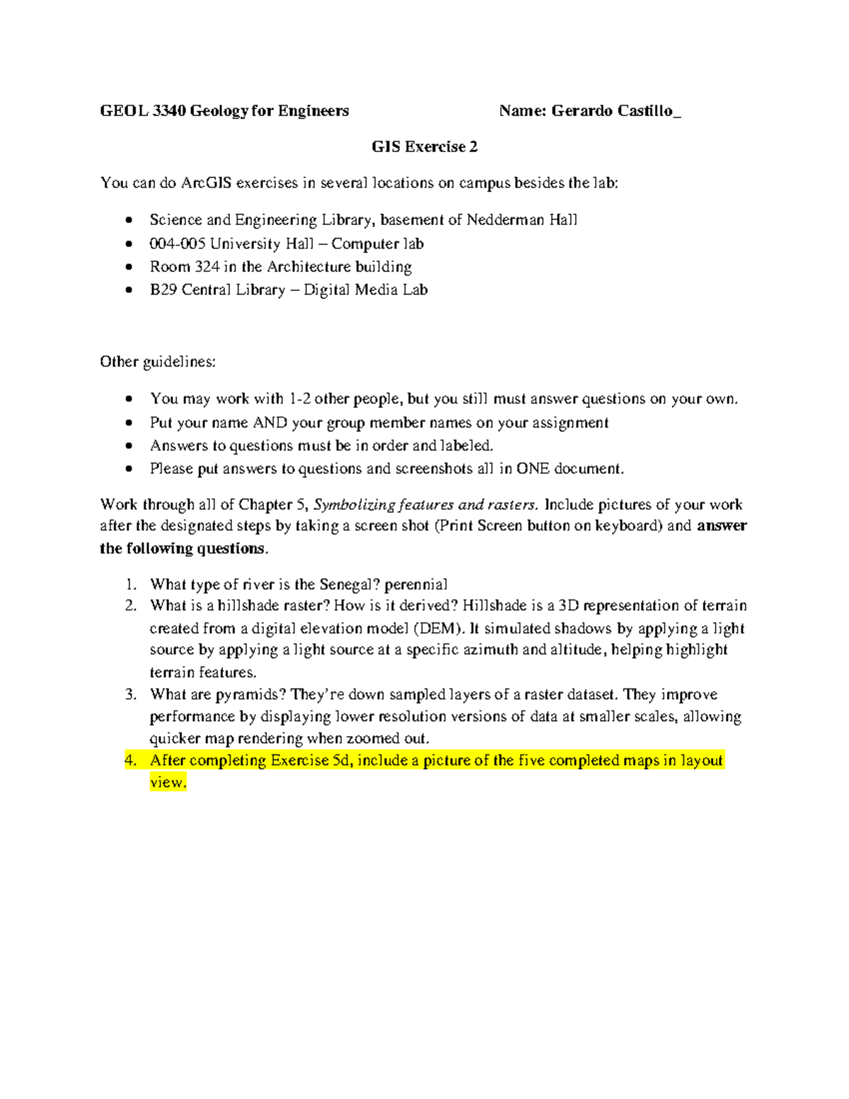 GIS Exercise 2 (New) - stuff - GEOL 3340 Geology for Engineers Name ...