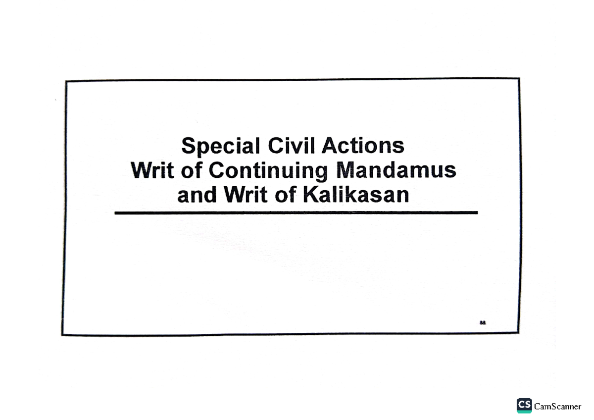 Writ of Kalikasan - Civil Law - Studocu