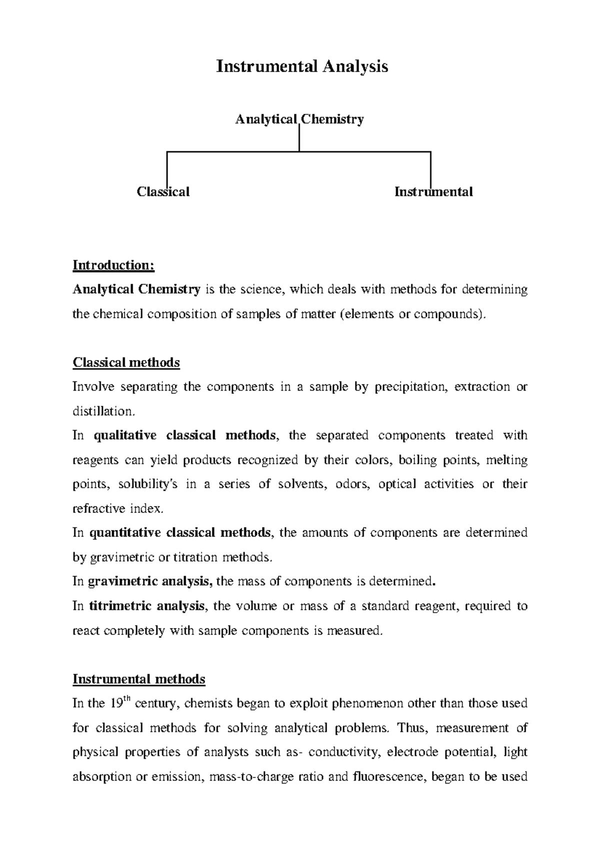 instrumental analysis - ١ Instrumental Analysis Analytical Chemistry ...