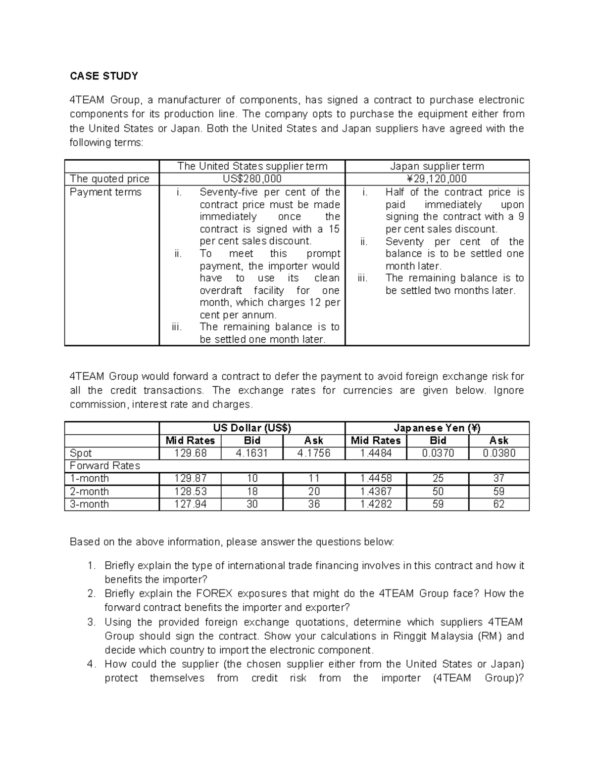 FIN323 Group Assignment MAC 2022 CASE Study - CASE STUDY 4TEAM Group, a ...