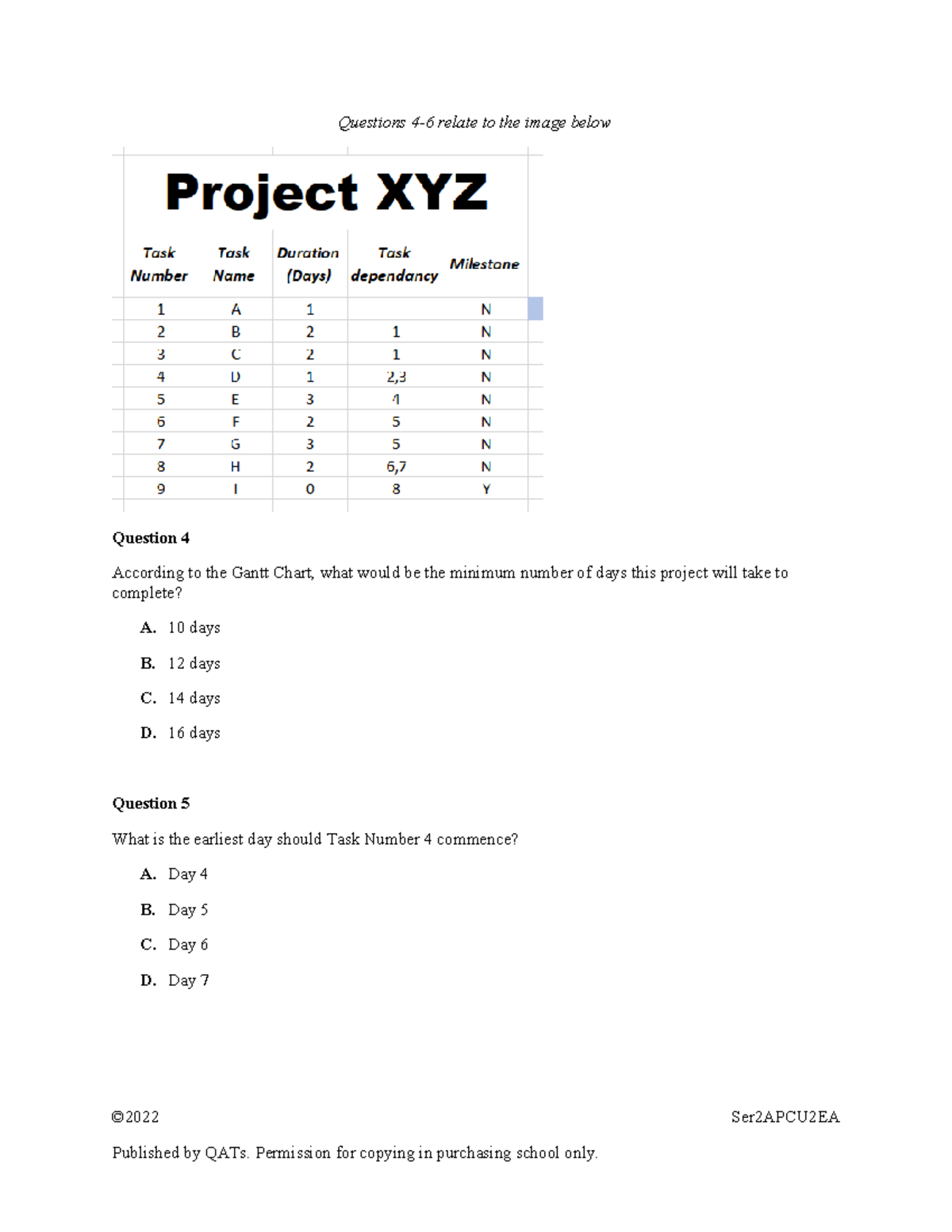 Exam Practice Questions - Questions 4-6 relate to the image below ...