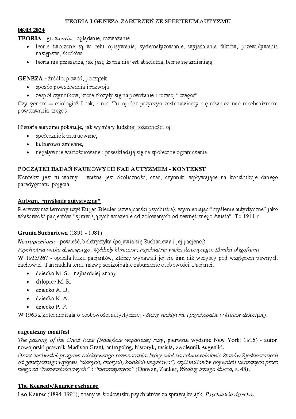 Teoria i geneza ASD, wykład - TEORIA I GENEZA ZABURZEŃ ZE SPEKTRUM AUTYZMU 08. TEORIA - gr ...