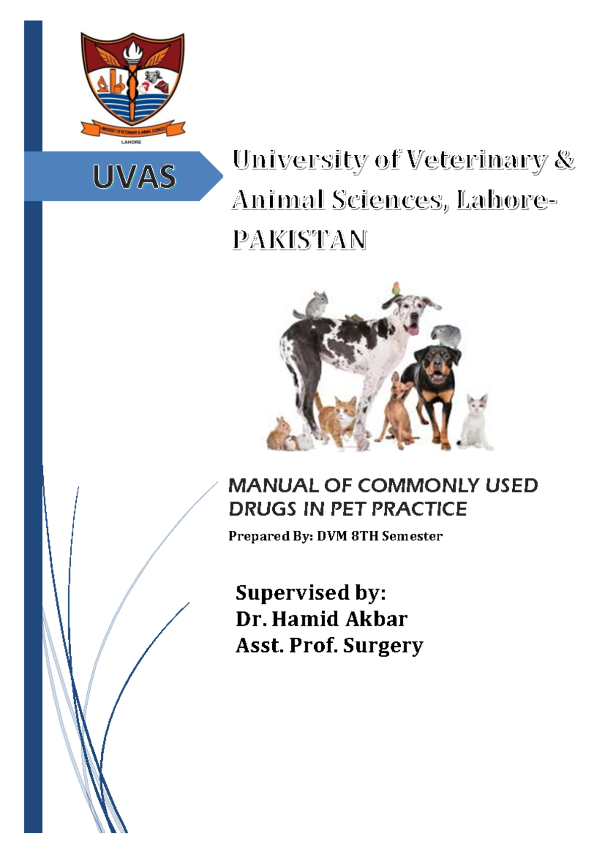 Manual of drugs for pets by UVAS - MANUAL OF COMMONLY USED DRUGS IN PET ...