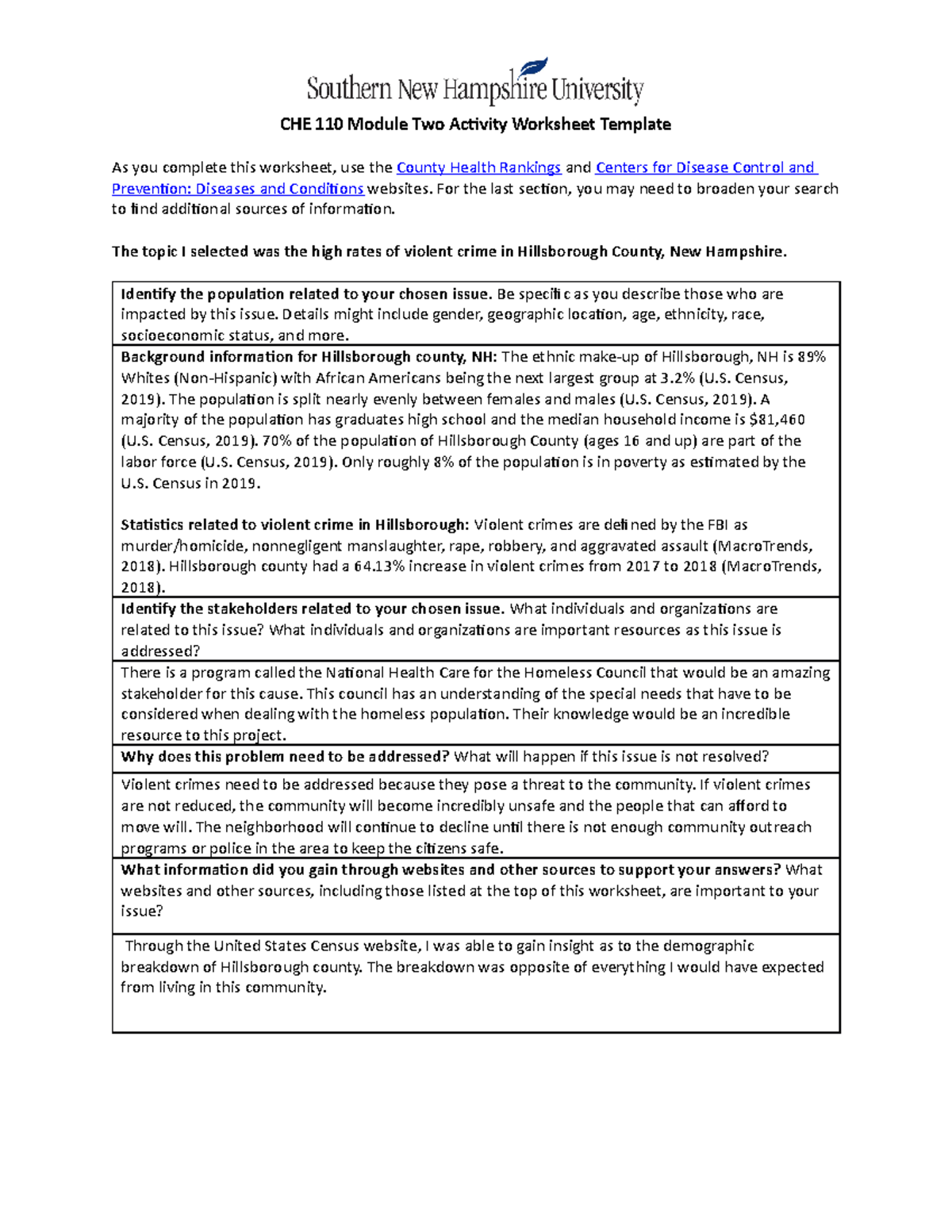 Module Two Tarlton - CHE 110 Module Two Activity Worksheet Template As ...
