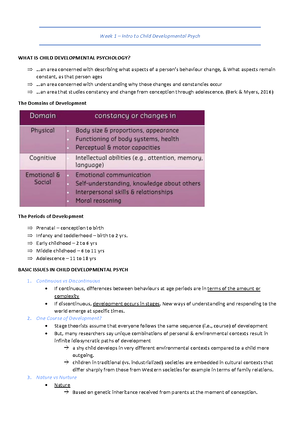 PSYC2003 Child Developmental Psychology Semester 2 2020 Bentley Campus ...