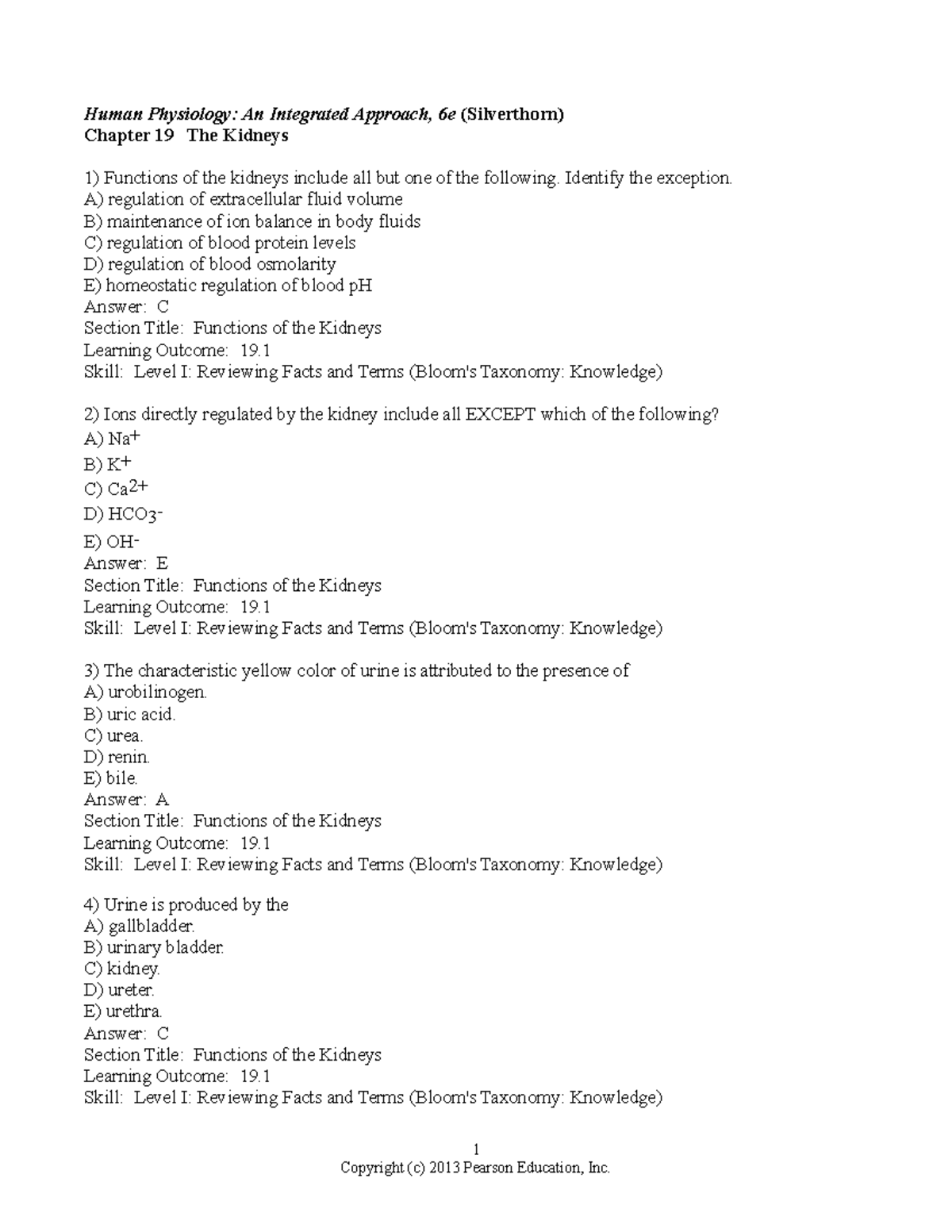 Ch 19 Test Bank - Human Physiology: An Integrated Approach, 6e ...
