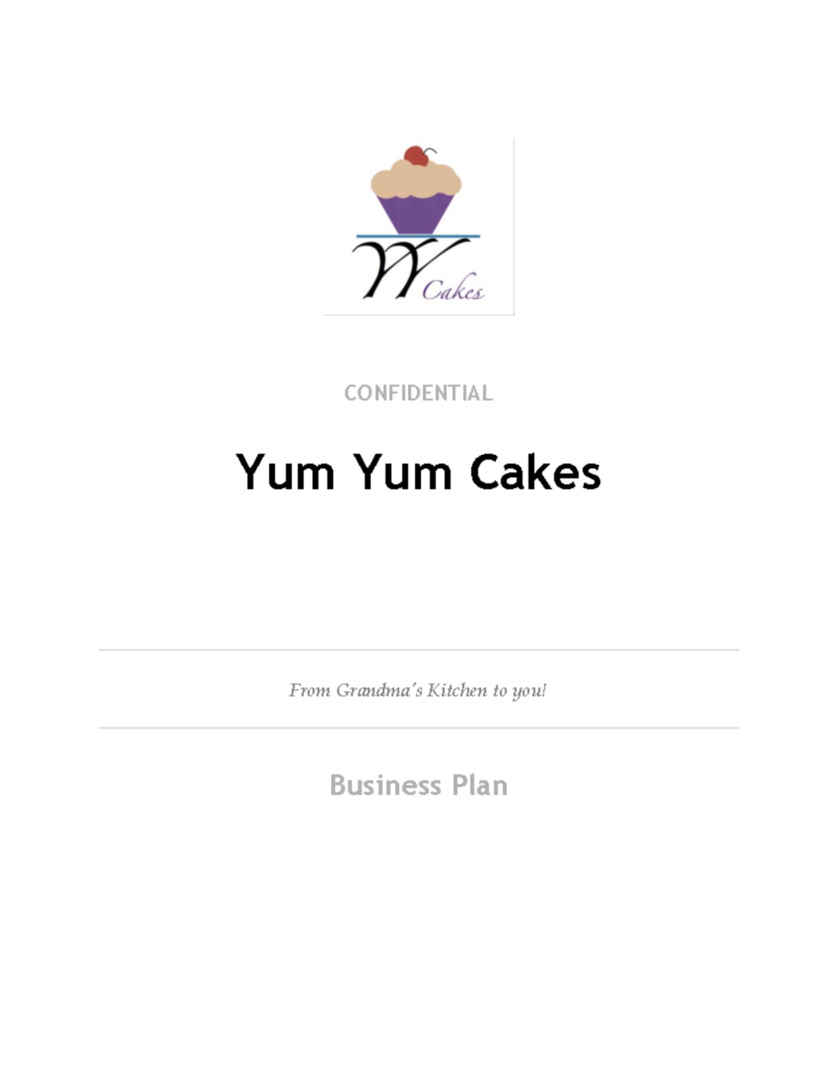 Bakery Business Plan Template Example 1 - CONFIDENTIAL Yum Yum Cakes ...