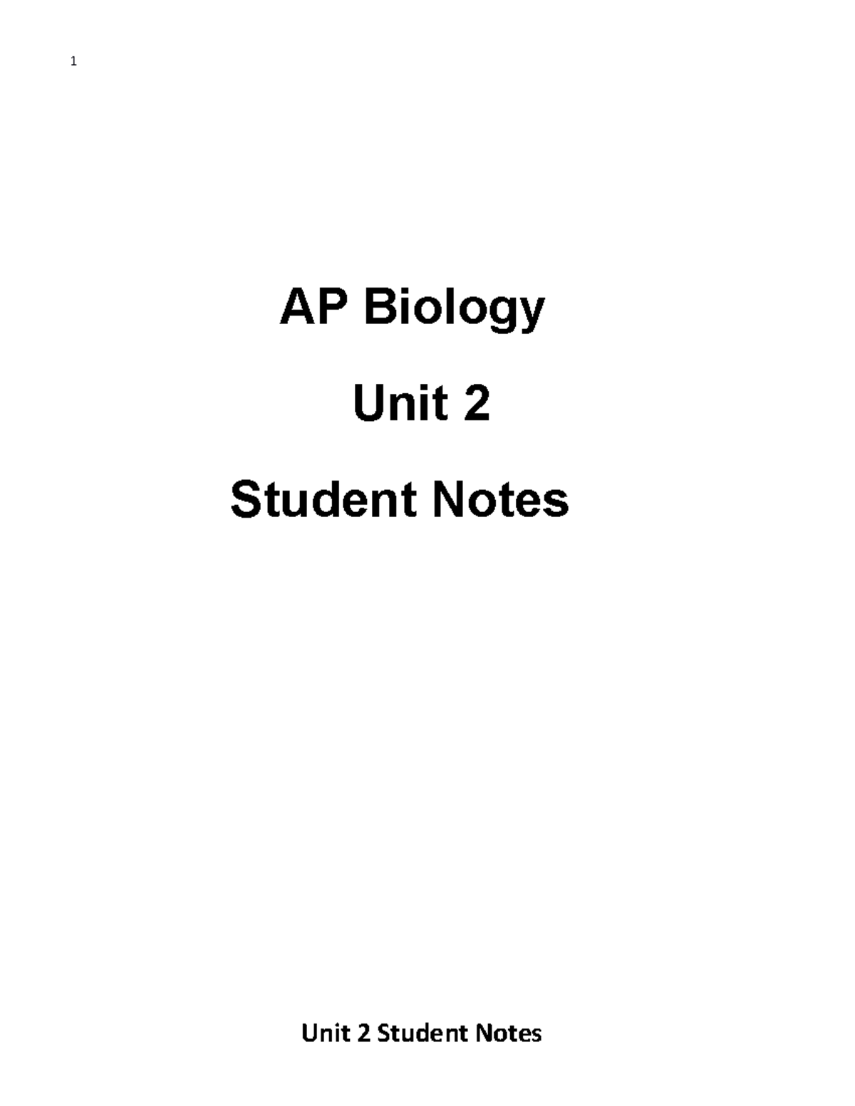 Unit 2 Cell Structures - AP Biology Unit 2 Student Notes Unit 2 Student ...