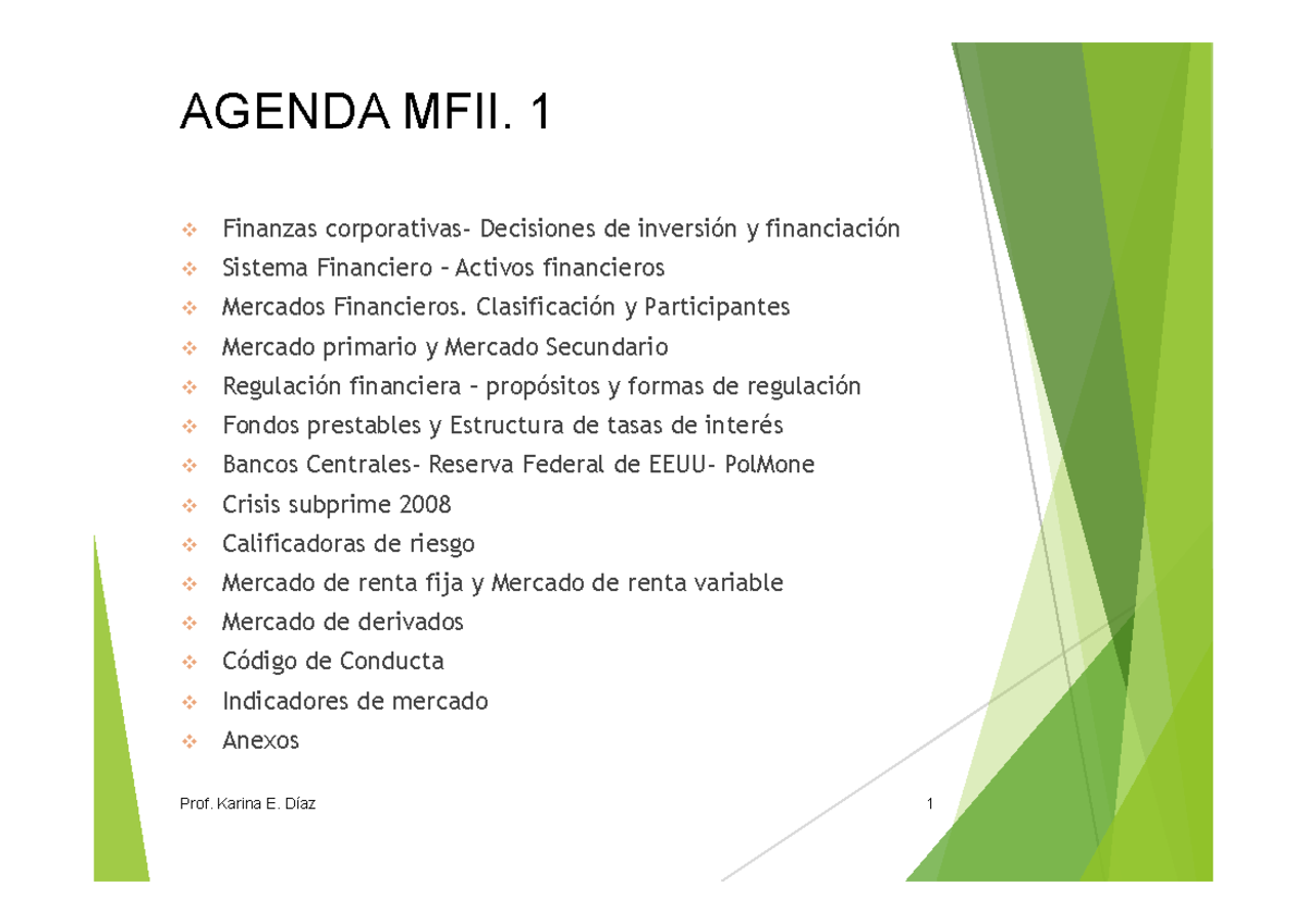 MFII 1- Seguimiento 2C2022 - AGENDA MFII. 1 Finanzas corporativas- Decisiones de inversión y ...