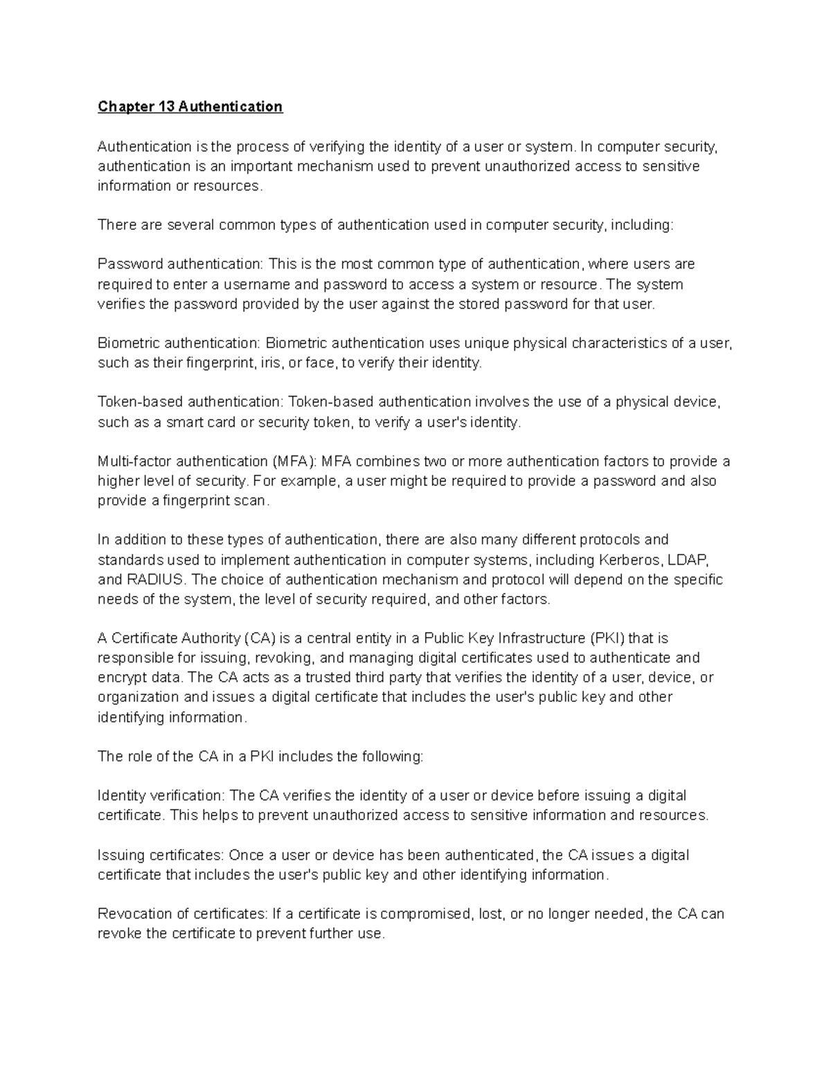 Chapter 13 Authentication Chapter 13 Authentication Authentication Is