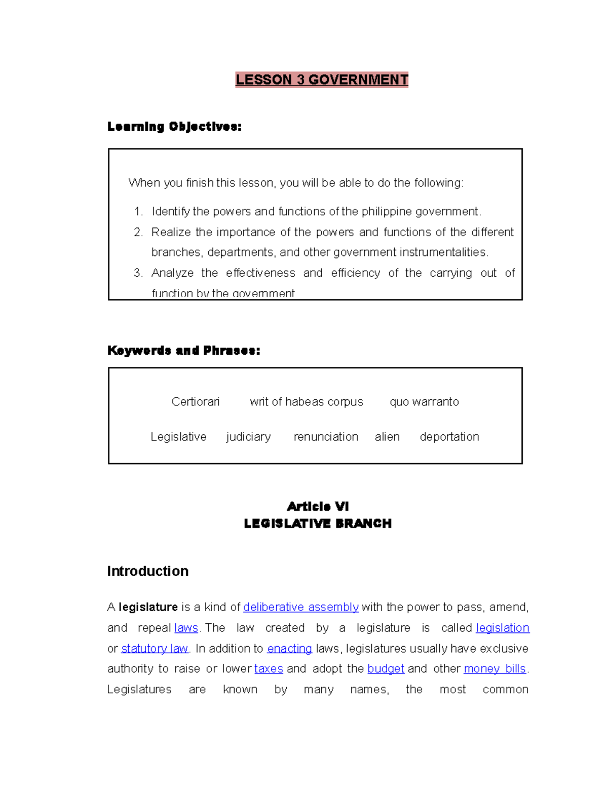 Governments' Powers and Functions - LESSON 3 GOVERNMENT Learning ...