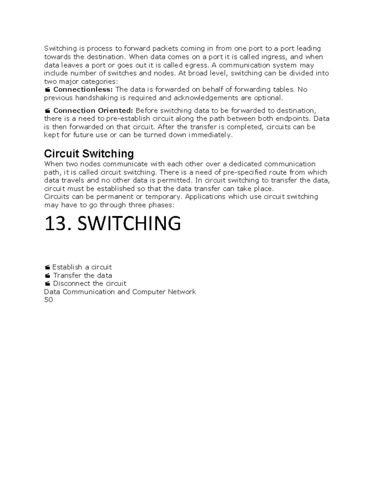 Lecture on Switching of Computer Networks - Switching is process to ...