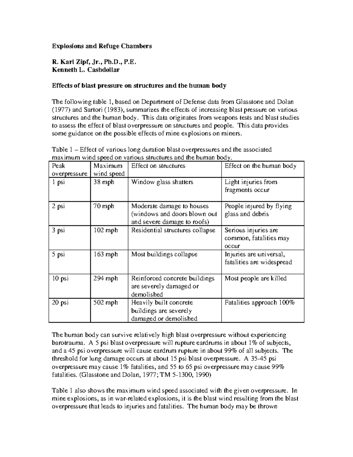 Effects of blast pressure on structures and the human body - Explosions ...