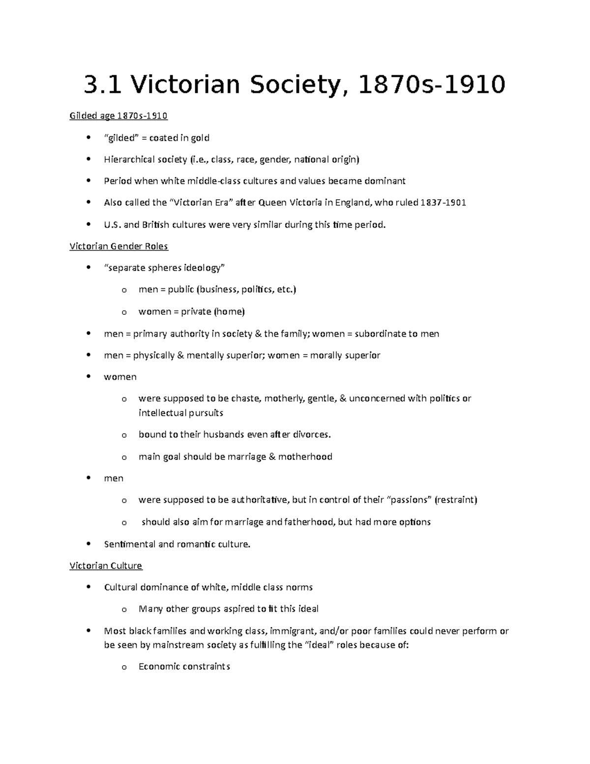3.1 Victorian Society 1870s to1910 AMH 2020 - 3 Victorian Society ...