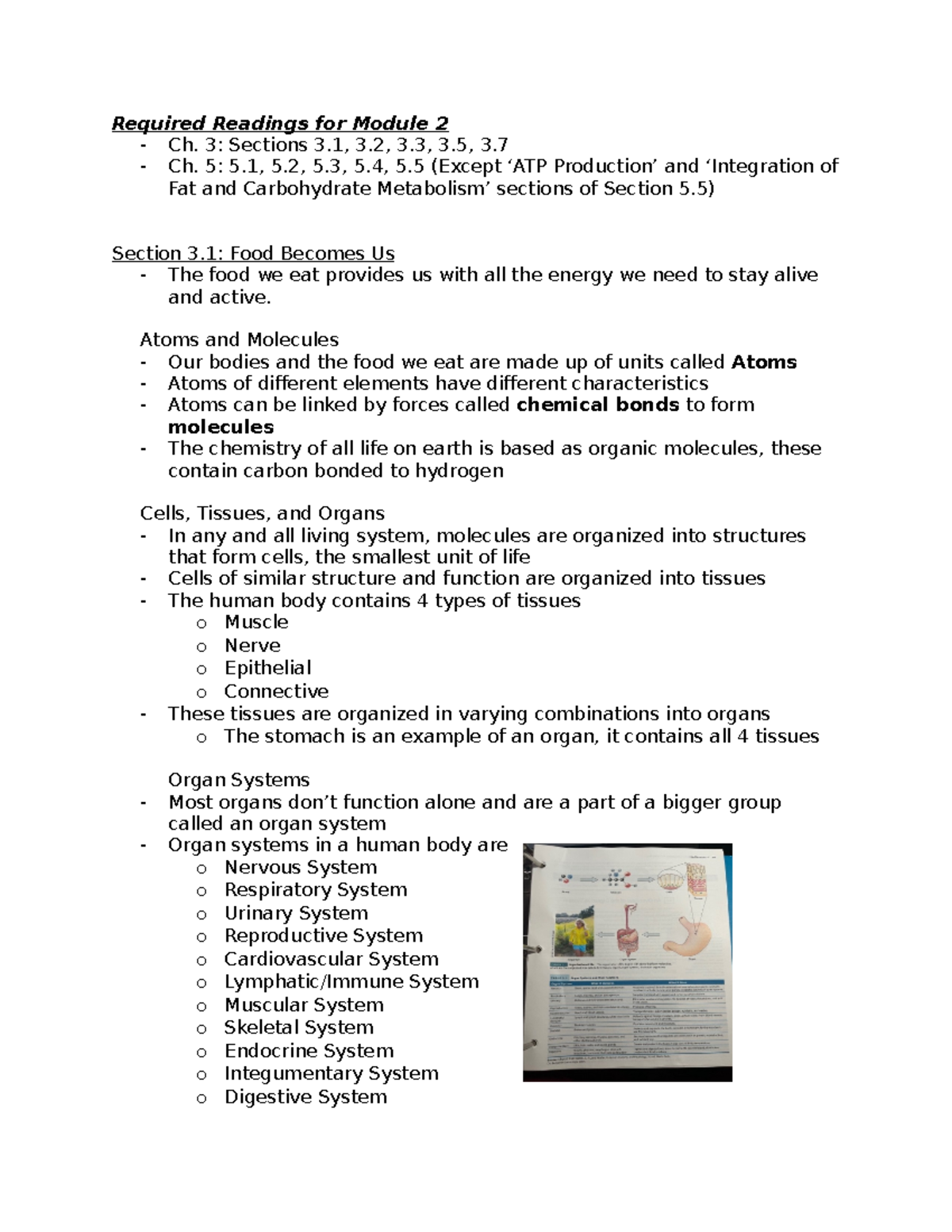Nutrition 120 Mod 2 Reading Notes - Required Readings for Module 2 - Ch ...