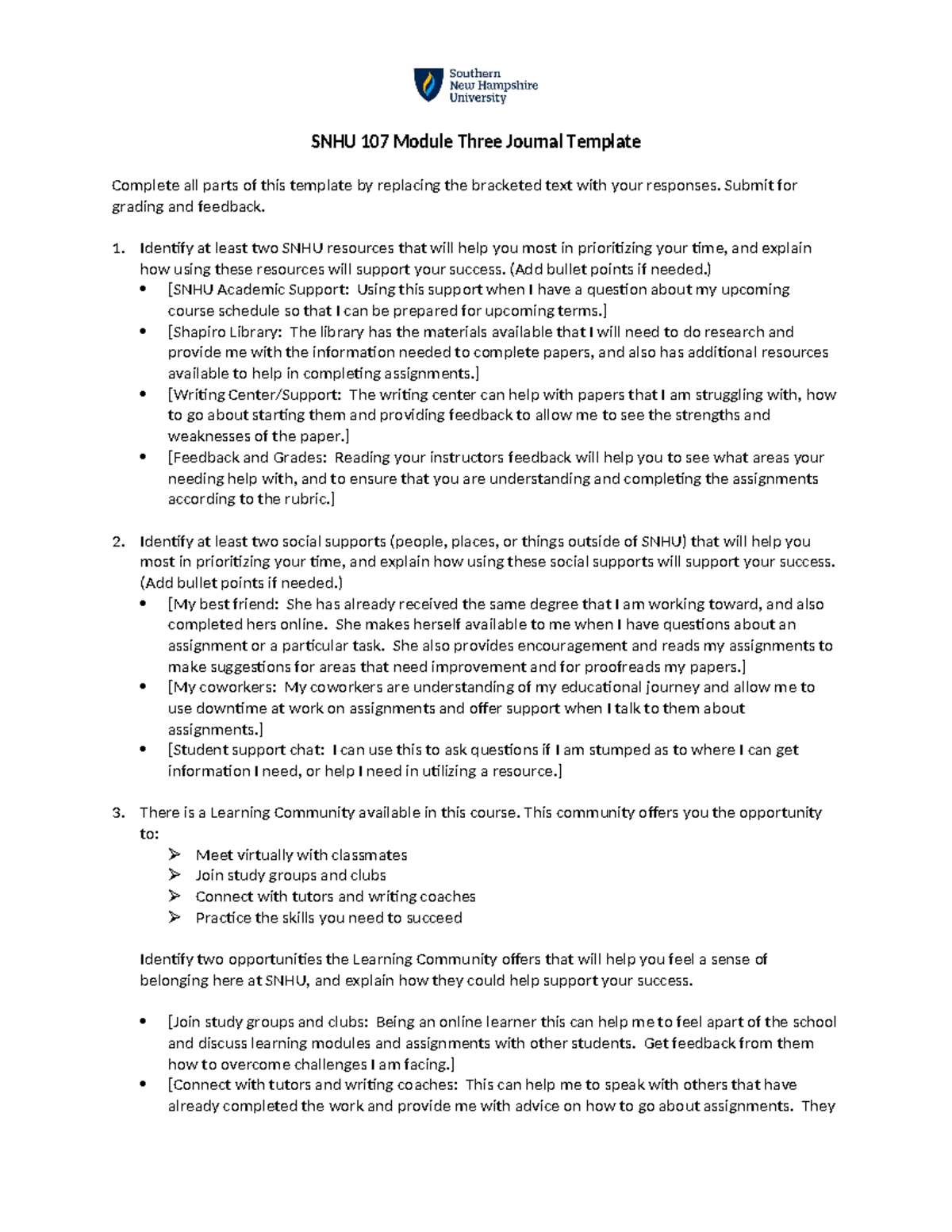 SNHU 107 Module Three Journal Template - SNHU 107 Module Three Journal ...