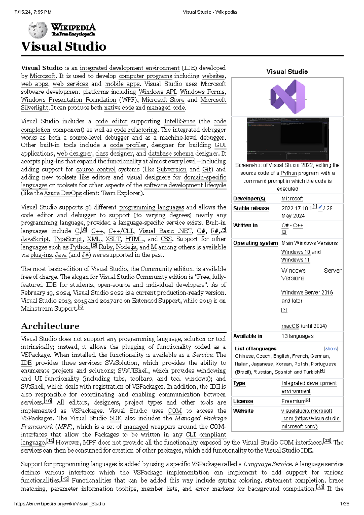 Visual Studio - Wikipedia - [show] Visual Studio Screenshot of Visual ...