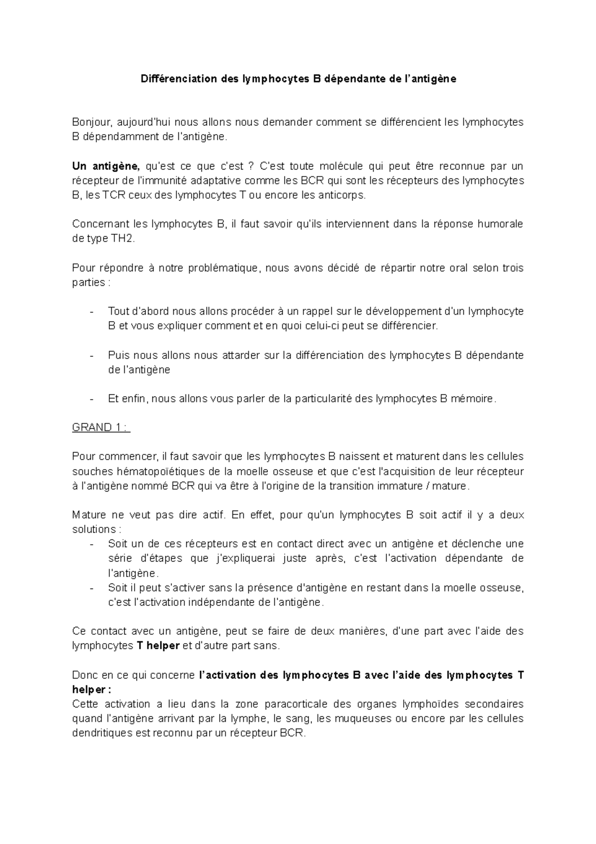 Différenciation des LB dépendante de l’AG - Différenciation des ...