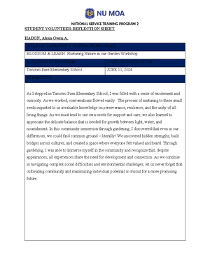 NSTP Lecture 2 - Self-Awareness and Values Development 1. The ...