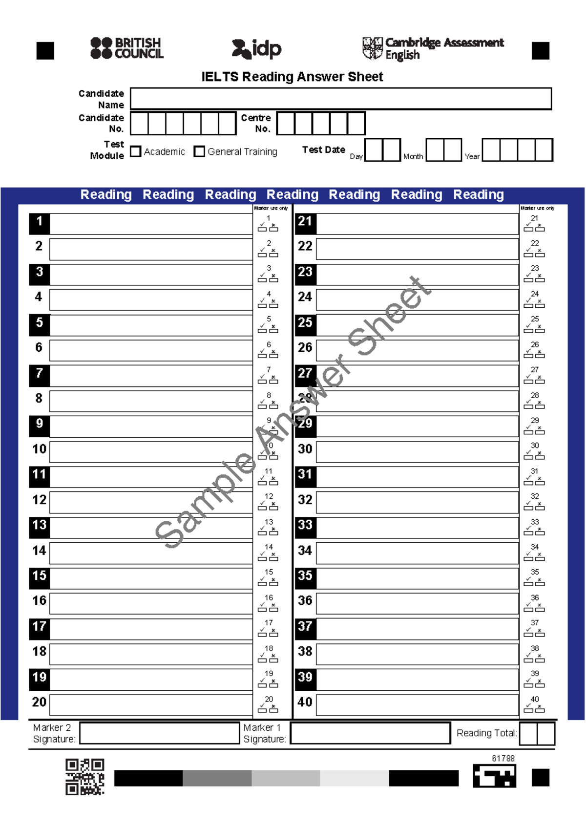 Ielts academic reading sample answer sheet - IELTS Reading Answer Sheet ...