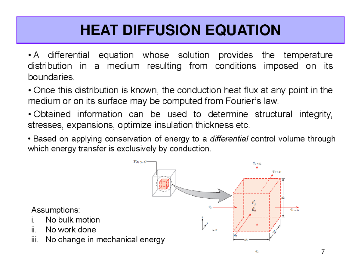 Chapter 2 7 - Conduction basics - 7 • A differential equation whose ...