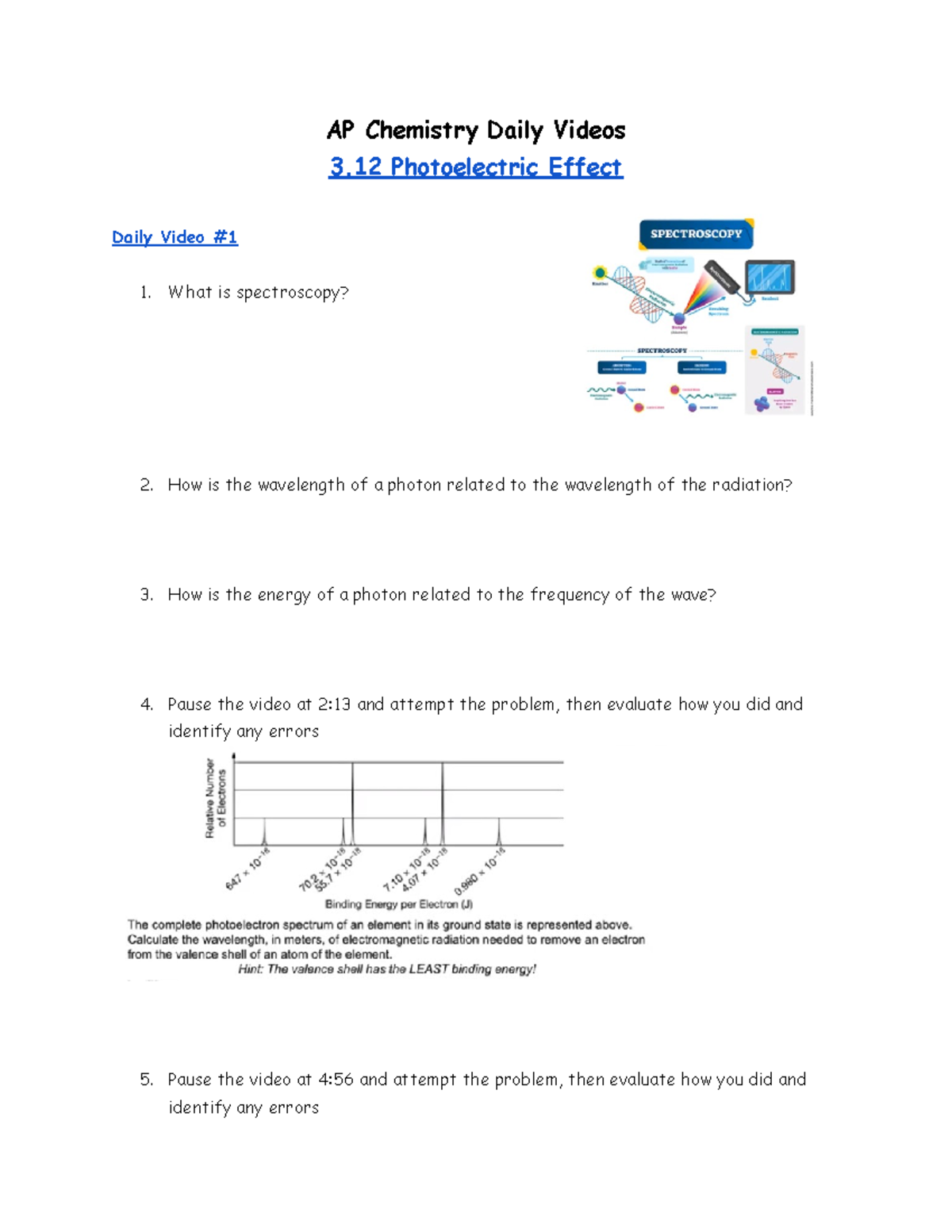 3.12 Photoelectric Effect - AP Chemistry Daily Videos 3 Photoelectric ...