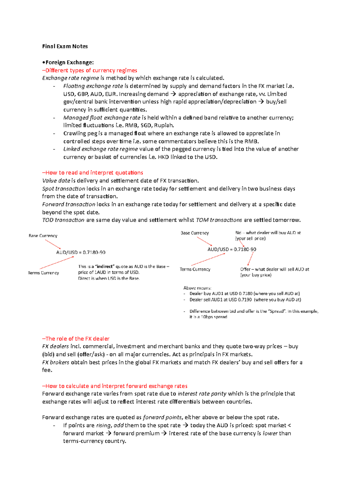 FINS1612 Final Exam Notes - Final Exam Notes Foreign Exchange ...
