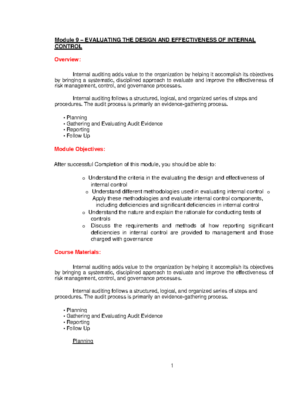 Module-9 Evaluating-the-Design-and-Effcetiveness-of-Internal-Control ...