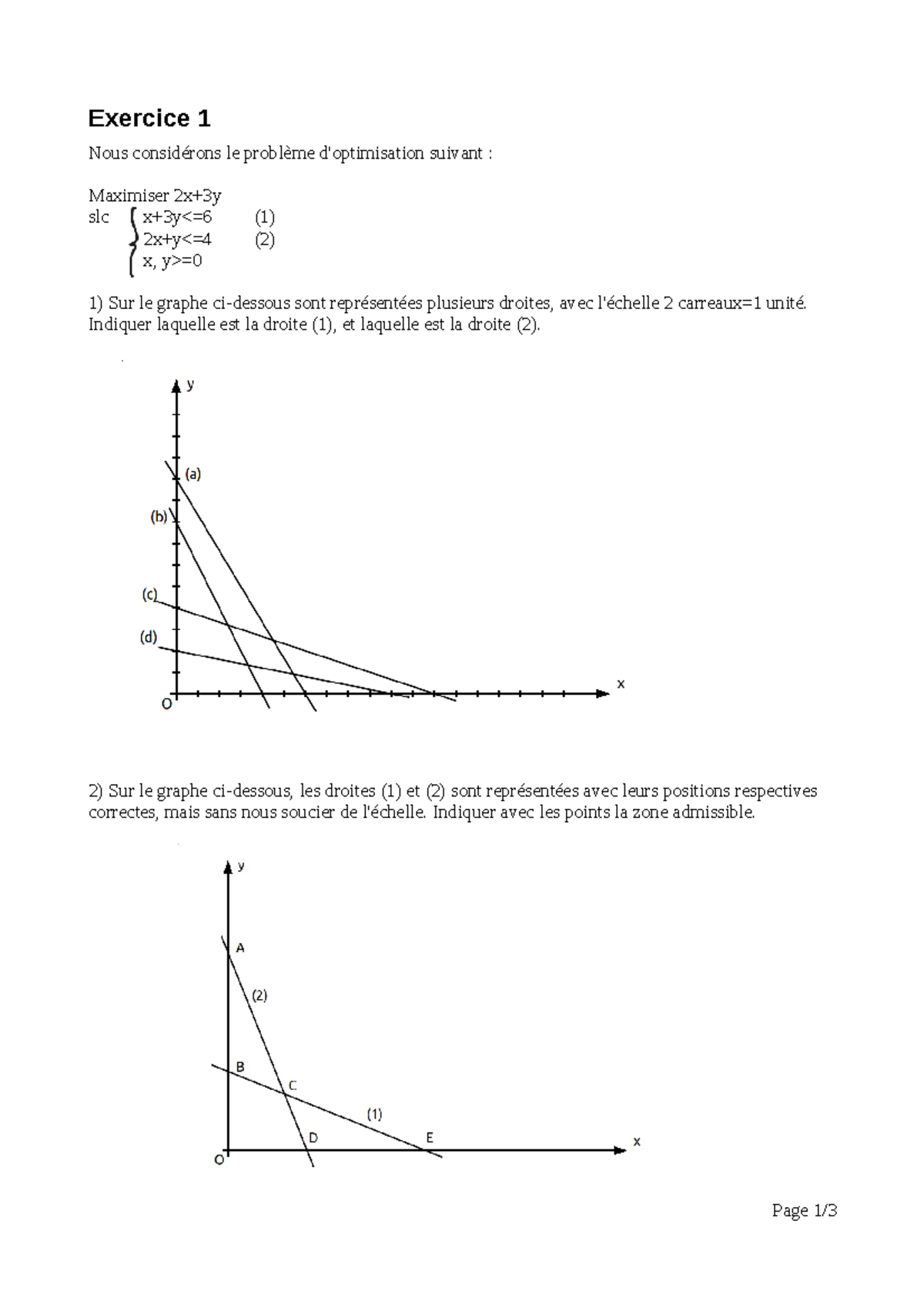 Cc1-exemple-sujet - njnjbj - Exercice 1 Nous considérons le problème d'optimisation suivant ...