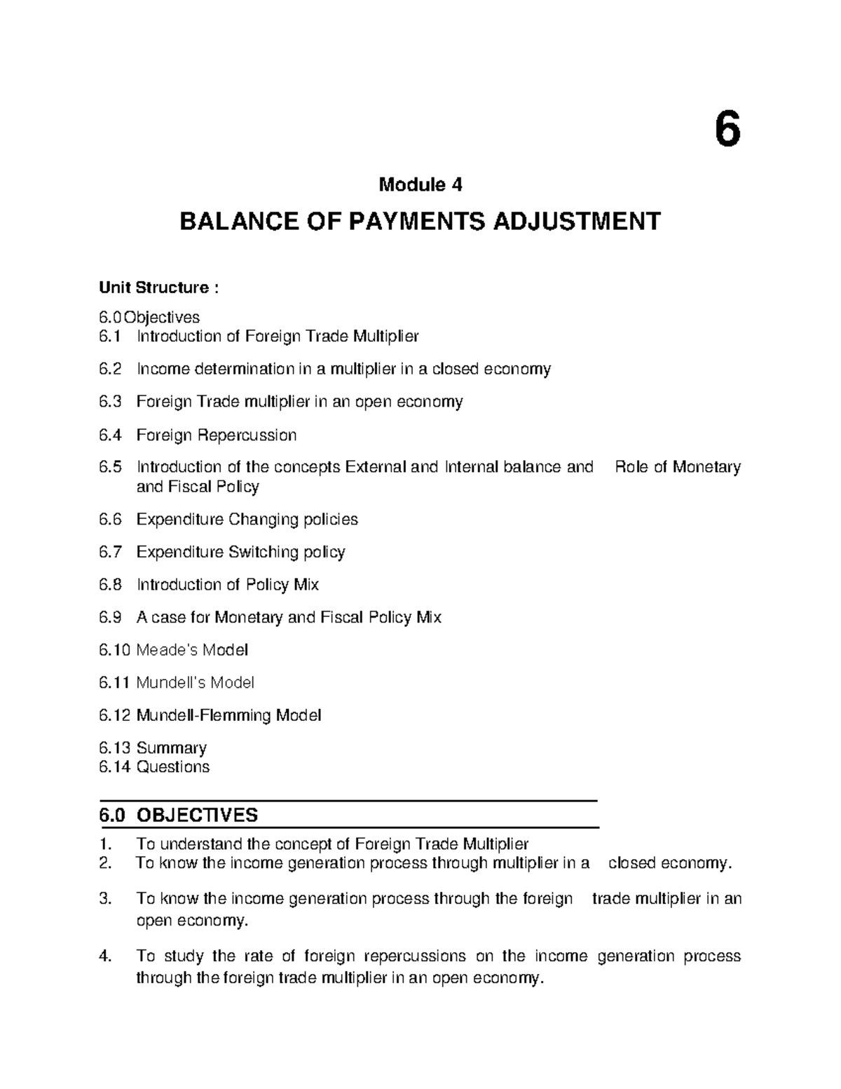 Economics of Global Trade chapter 6 - 6 Module 4 BALANCE OF PAYMENTS ...