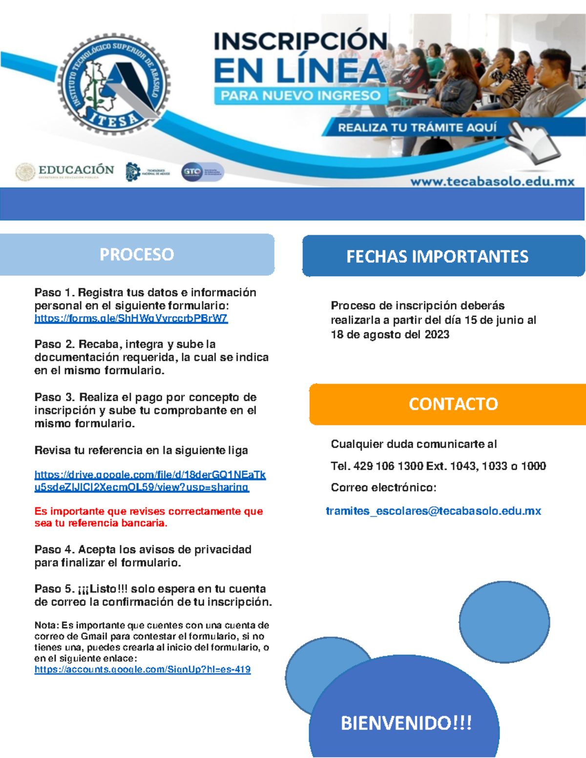 Proceso PARA Tramite DE Inscripcion EN Linea 2023 V2 - PROCESO Paso 1 ...