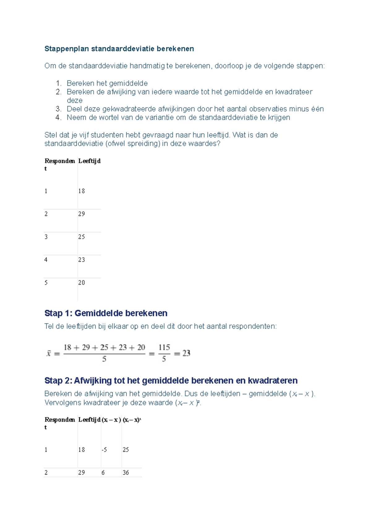 Hoe standaarddeviatie berekenen - Stappenplan standaarddeviatie ...