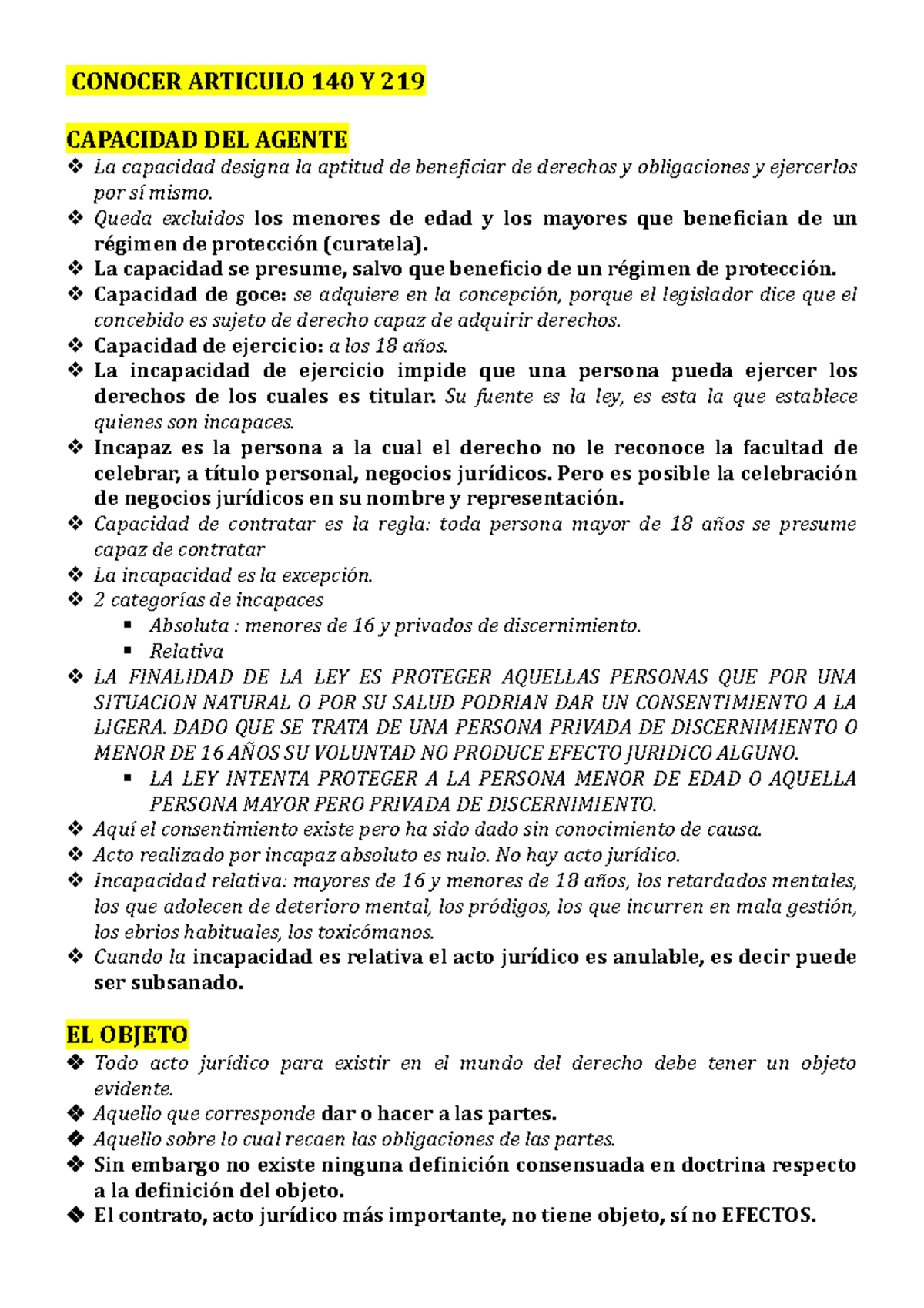 Capacidad DEL Agente - Apuntes 1 - CONOCER ARTICULO 140 Y 219 CAPACIDAD ...