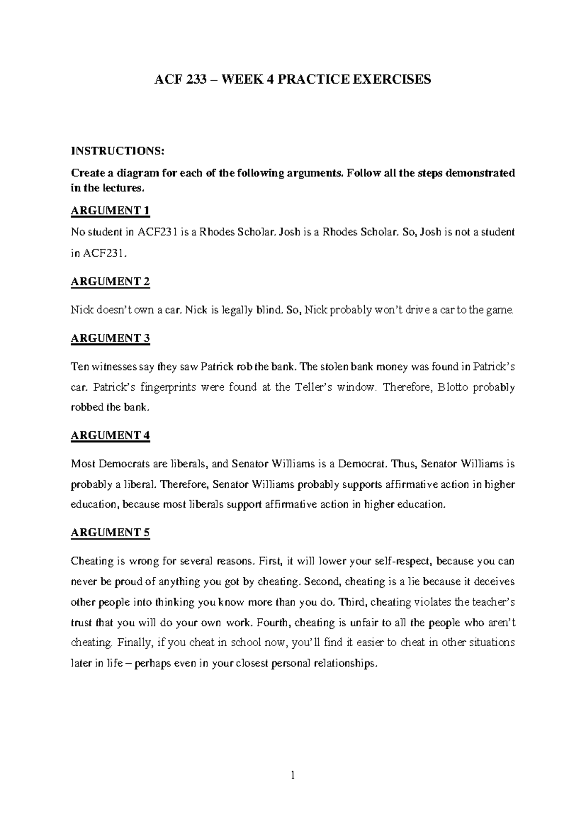 Week4 Exercises Flow Diagram Exercise 1 Acf 233 Week 4 Practice Exercises Instructions 9556