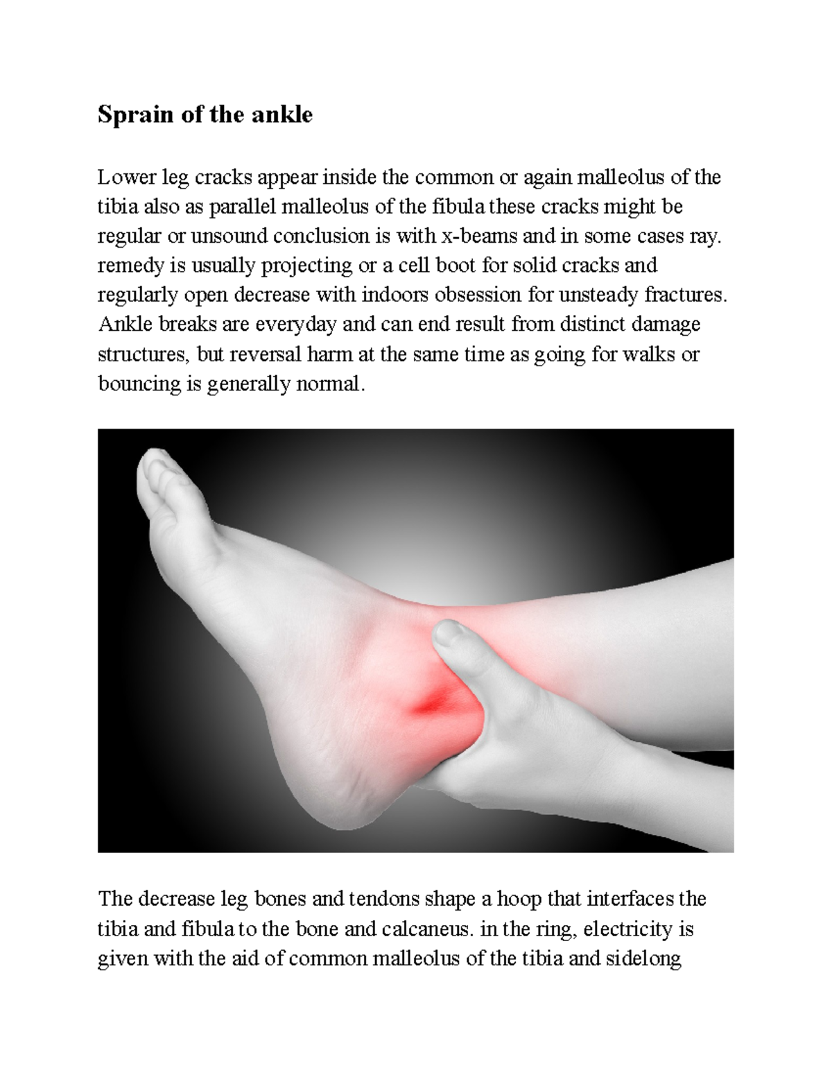 Sprain of the ankle - Sprain of the ankle Lower leg cracks appear ...