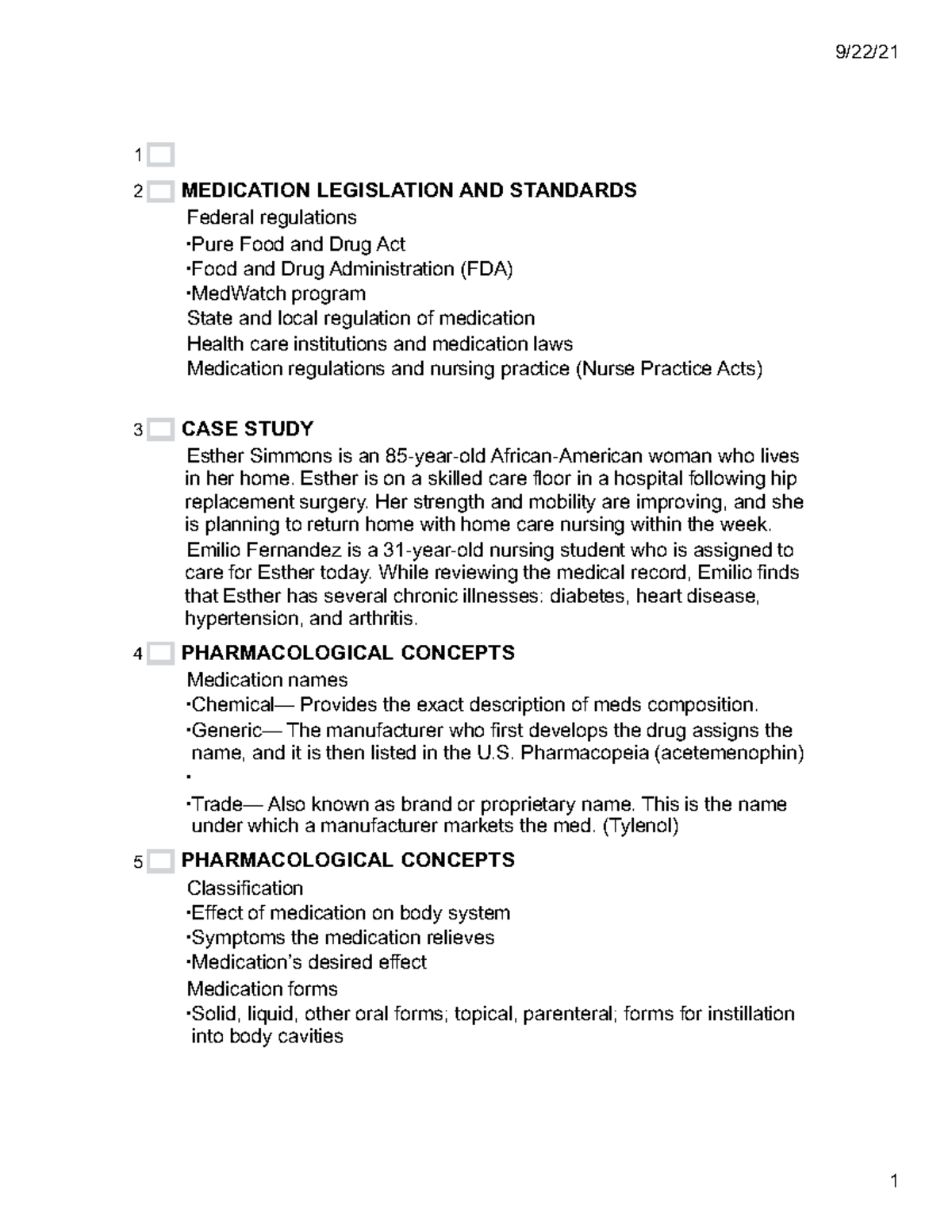 Med admin outline - 9/22/ 1 MEDICATION LEGISLATION AND STANDARDS ...