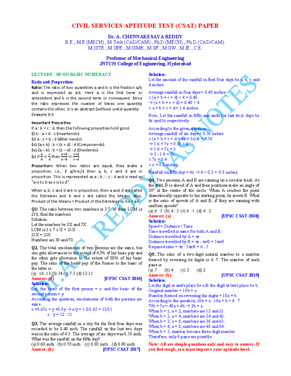 19 - for UPSC exams - CIVIL SERVICES APTITUDE TEST (CSAT) PAPER Dr. A ...