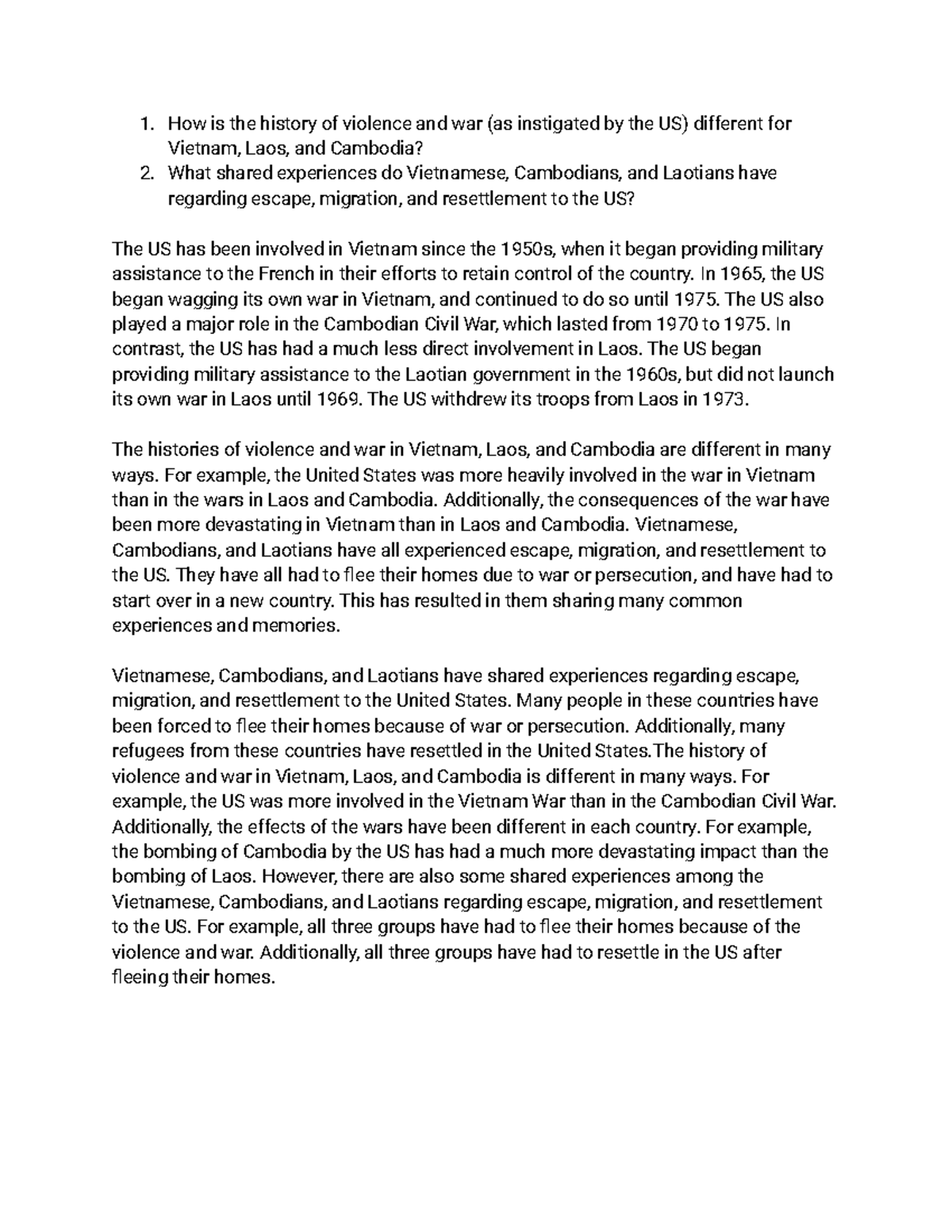 Eth 42 Short Essay Quiz - How is the history of violence and war (as ...