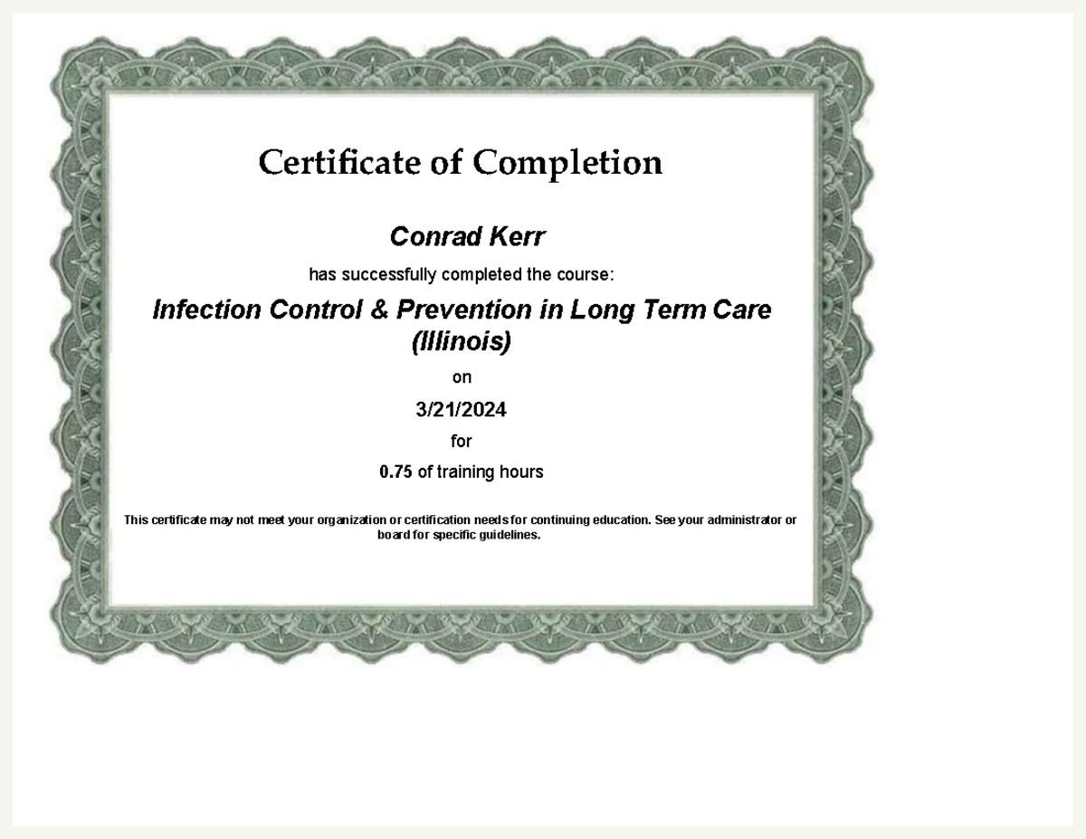 Infection control - Asking for a lot - BL21345 - Certificate of ...