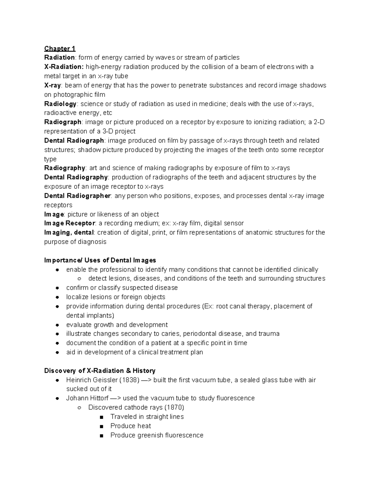 Radio Test 1 Review Sheet - Chapter 1 Radiation : form of energy ...