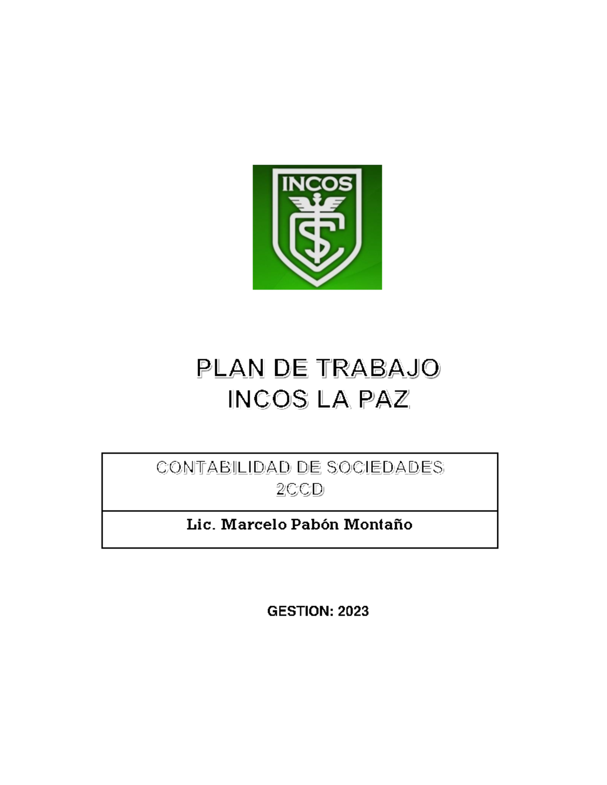 PLAN DE Trabajo - 2CCD - 2023 - Incos Alpaz - Cont. de Sociedades Lic ...