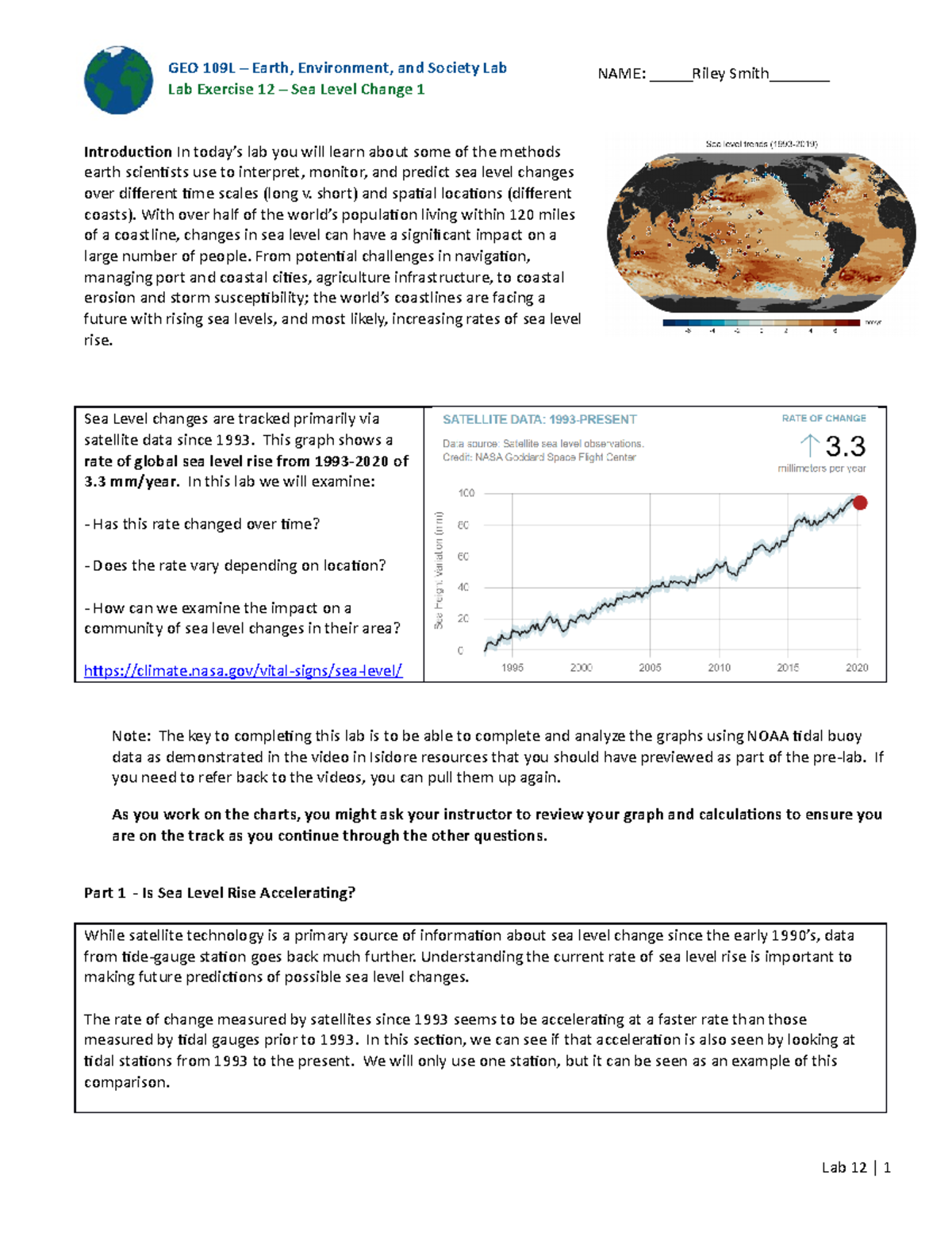 LAB12 doc Smith - The Dynamic Earth Lab 12 Professor Mumper - GEO 109L ...