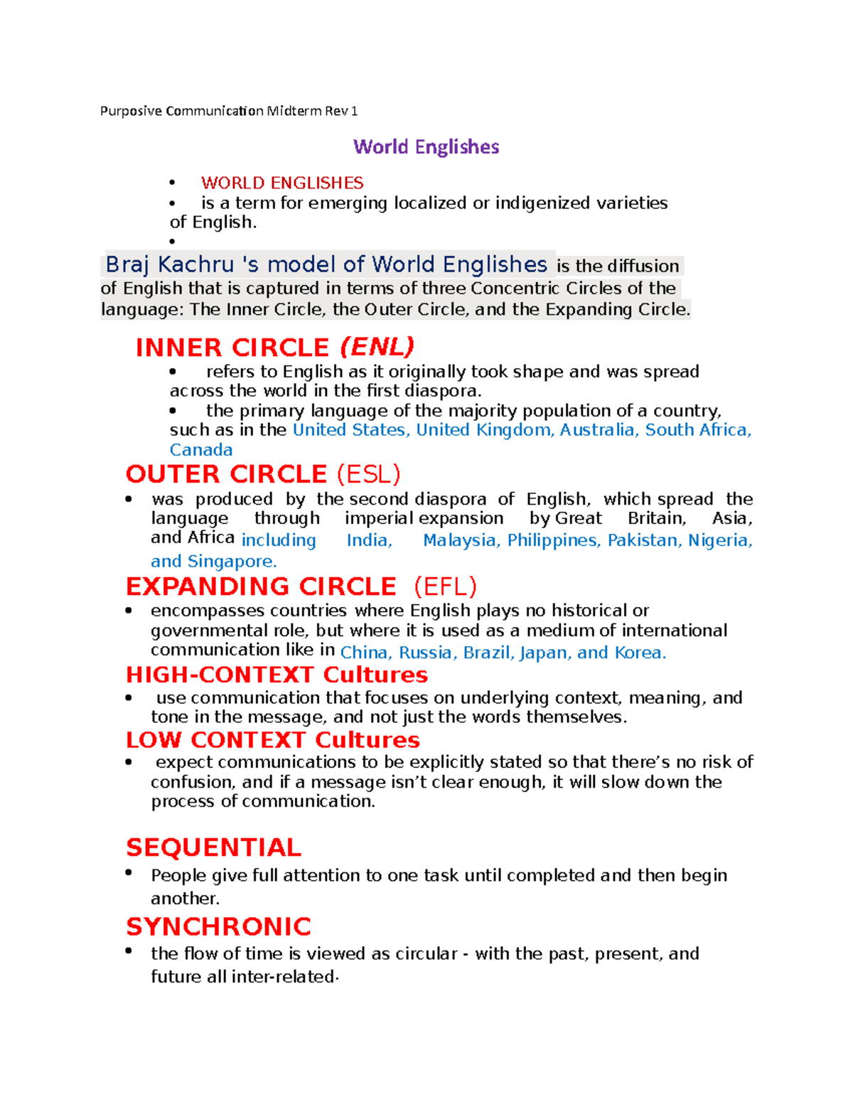 PC - World Englishes - Purposive Communication Midterm Rev 1 World ...