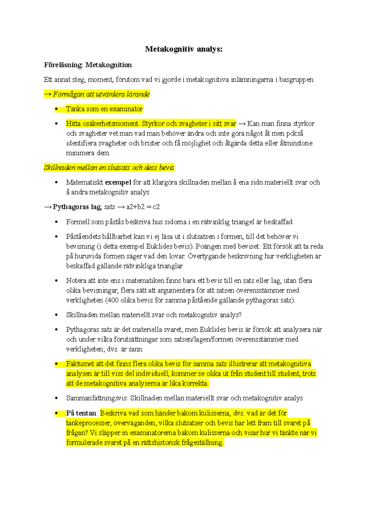 Seminarium metakognitiv analys - Metakognitiv analys: Föreläsning ...