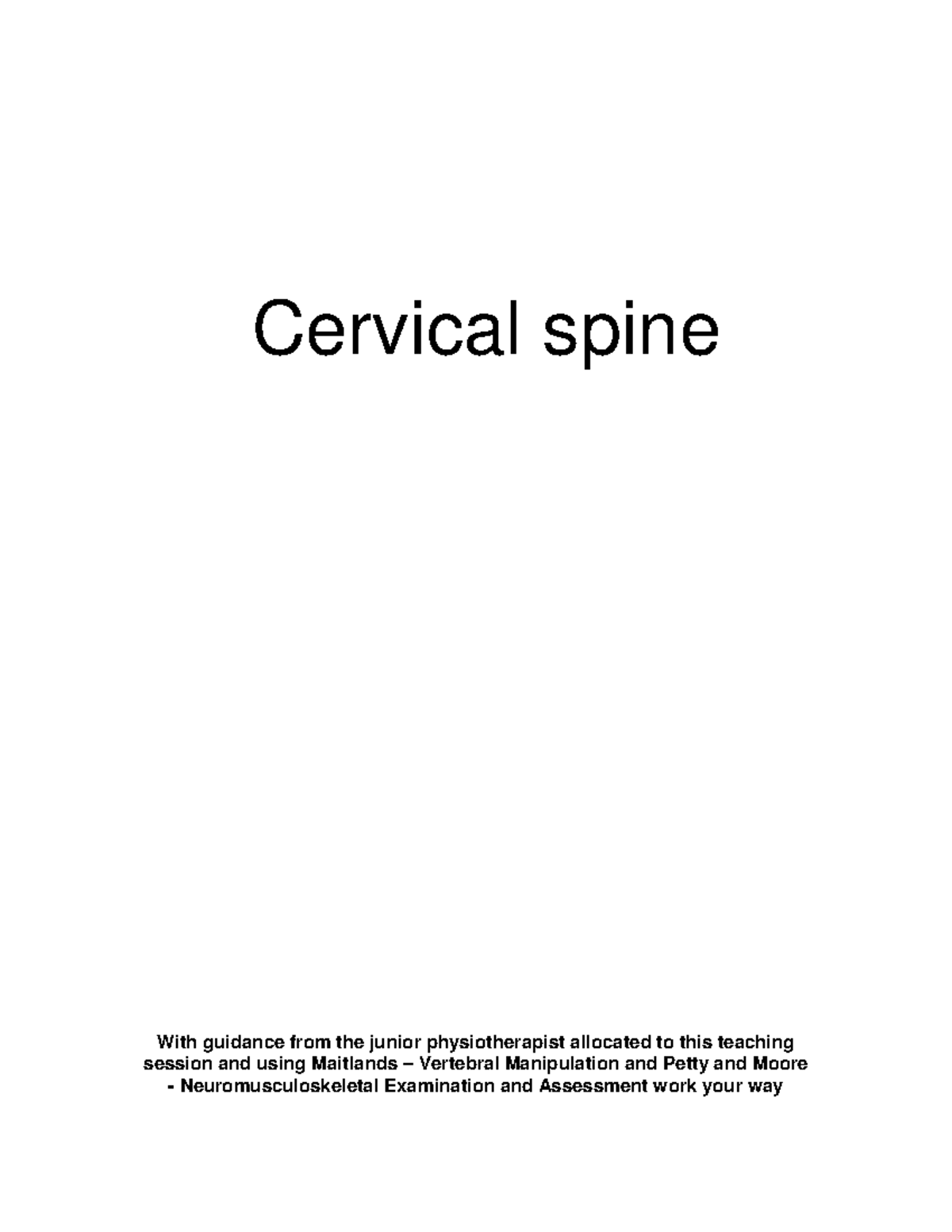 Backup of Cervical spine assessment - Cervical spine **With guidance ...